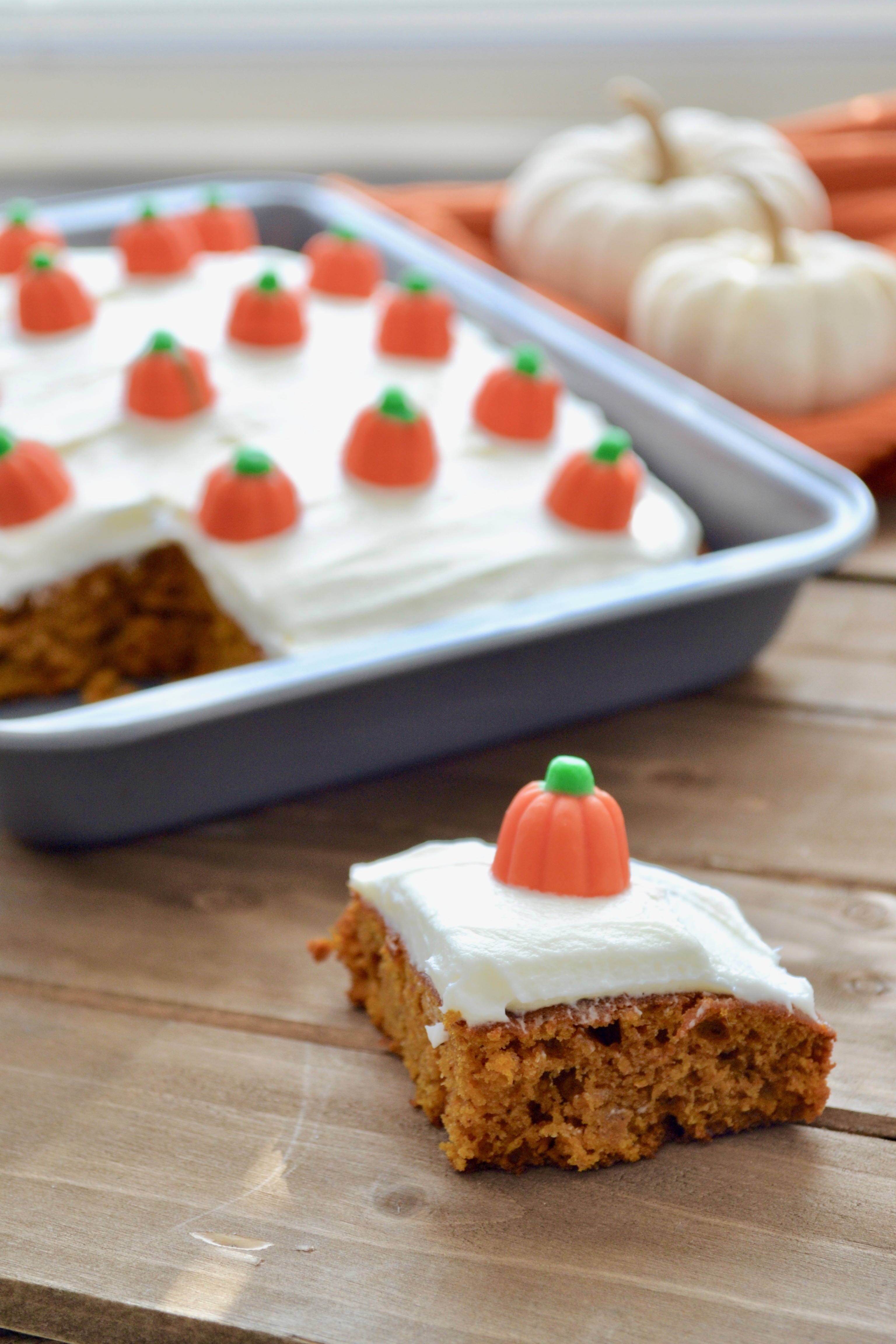 Pumpkin Spice Sheet Cake with Cream Cheese Frosting - Measuring Cups ...